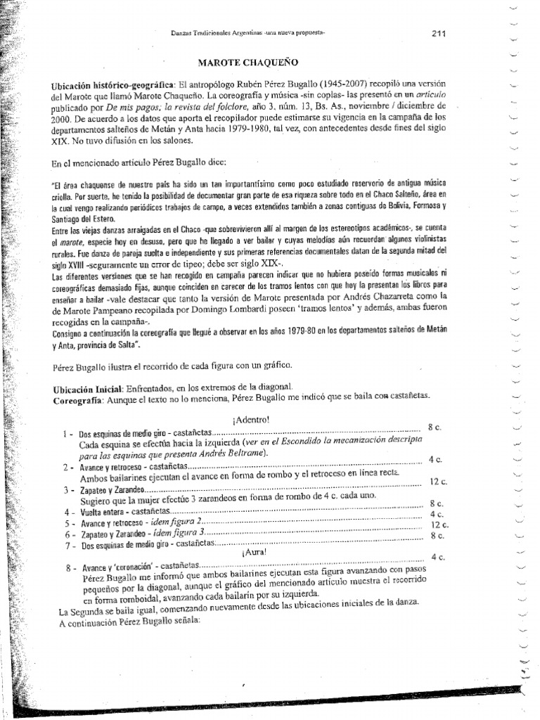 Marote Chaqueño Coregogrqafia Completa Danza | PDF