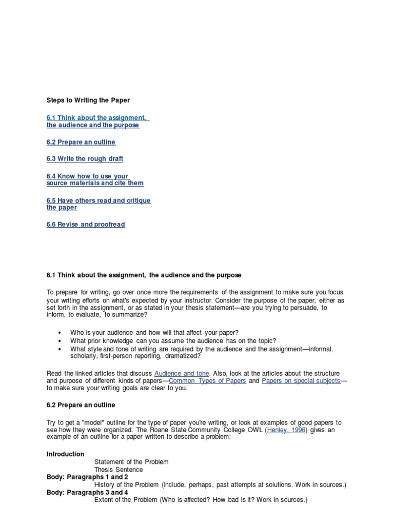 Steps To Writing The Paper: 6.1 Think About The Assignment | PDF ...