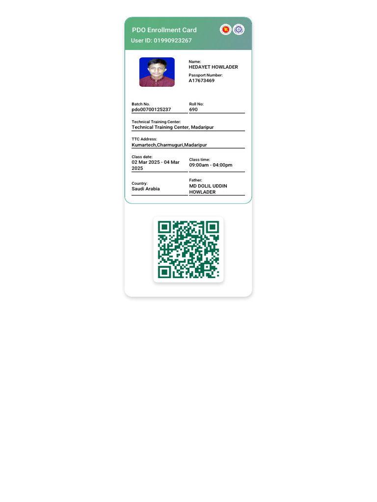 Enrollment Card 3859002 | PDF