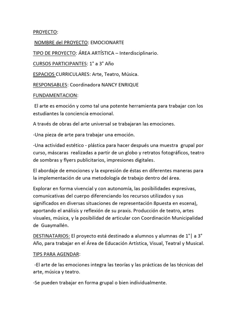 Emociones a través del Arte: Emocionarte | PDF | Las emociones | Enseñando