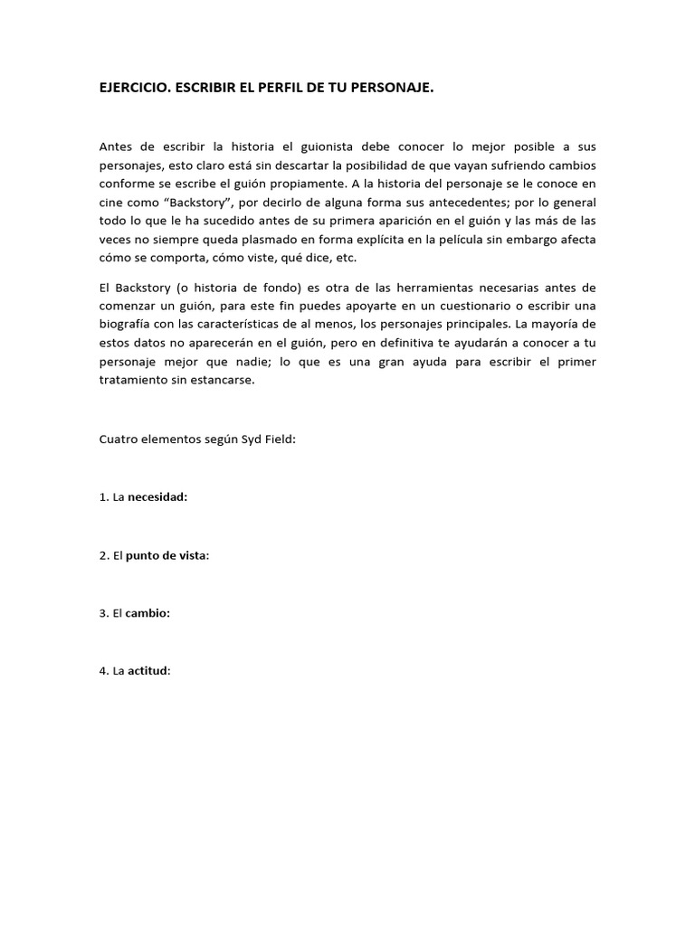 Cómo Crear el Perfil de un Personaje | PDF