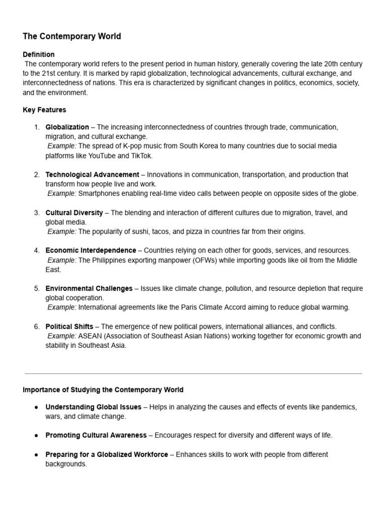 The Contemporary World | PDF | Globalization | Climate Change
