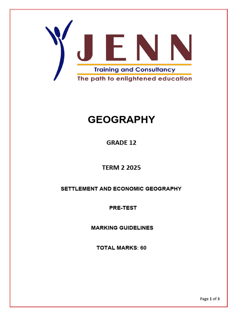 Geography Pre Test TERM 2marking Guidline | PDF | Urban Sprawl ...
