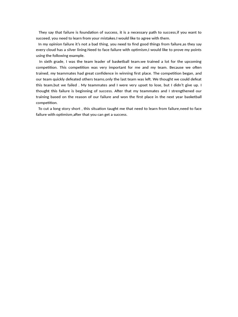 Essay About The Failure | PDF