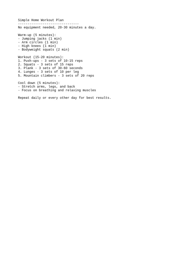 Simple Home Workout | PDF