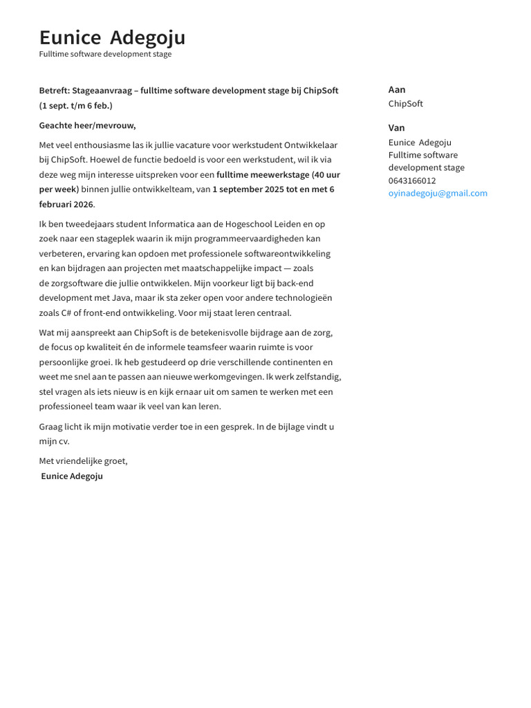 Eunice - Adegoju - Cover - Letter ChipSoft | PDF