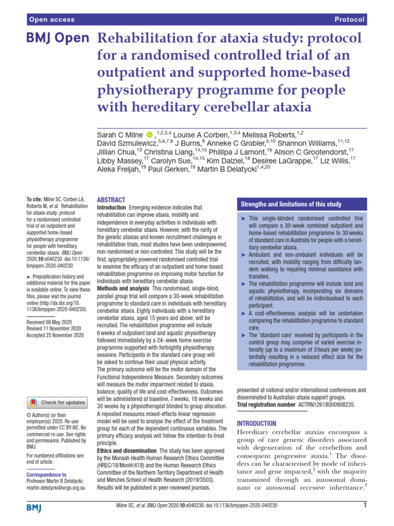 F Rehabilitation For Ataxia Study | PDF | Physical Therapy