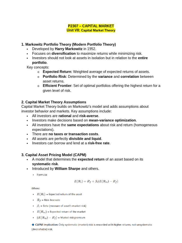 UNIT 7 Capital Market | PDF