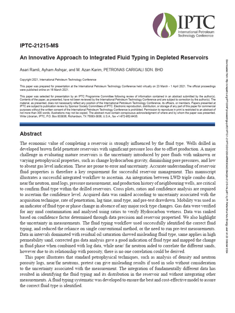 An Innovative Approach To Integrate Fluid Typing in Depleted Reservoir ...
