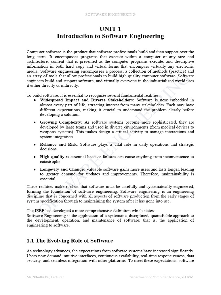Introduction to Software Engineering | PDF | Computing | Information ...