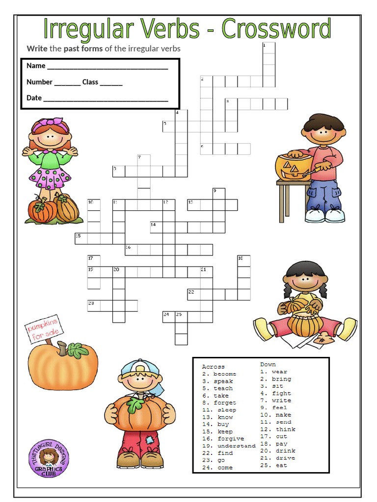 Irregular Verbs Crossword Puzzle | PDF