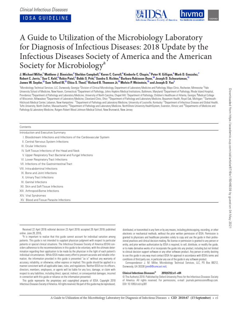 Idsa 2018 | PDF | Infection | Medical Diagnosis