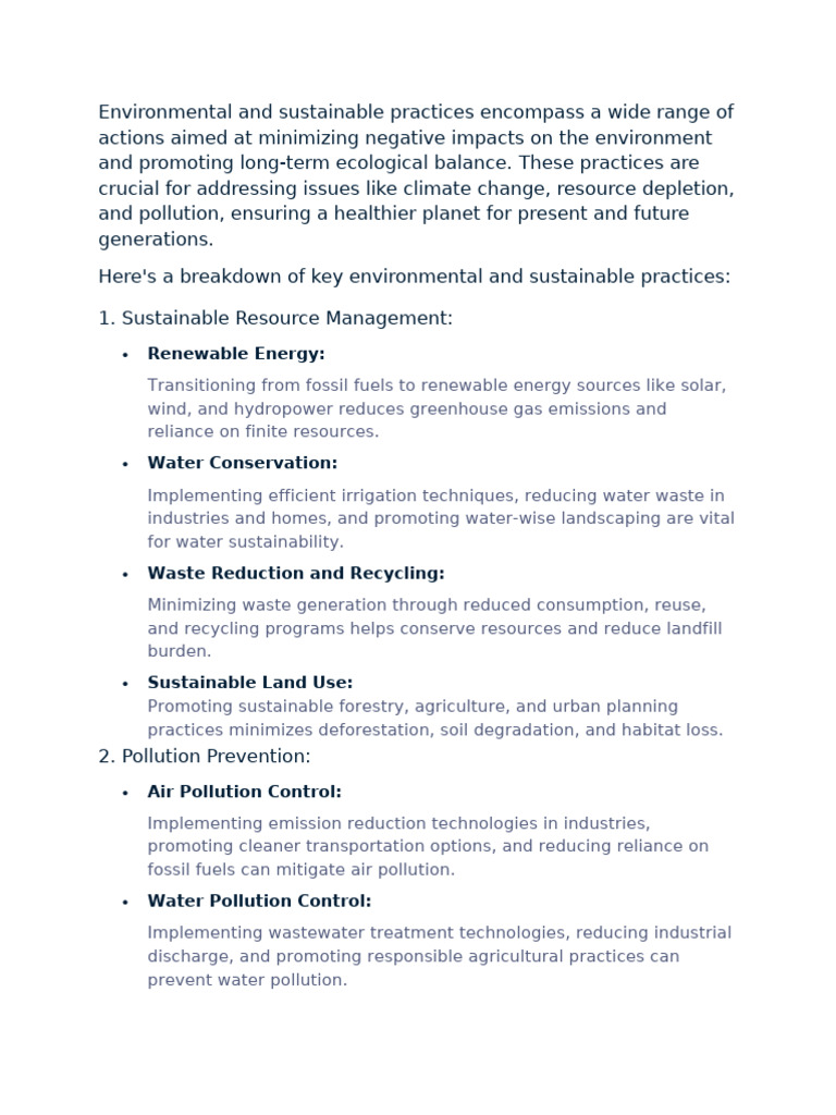 Sustainable Environmental Practices Guide | PDF | Sustainability ...