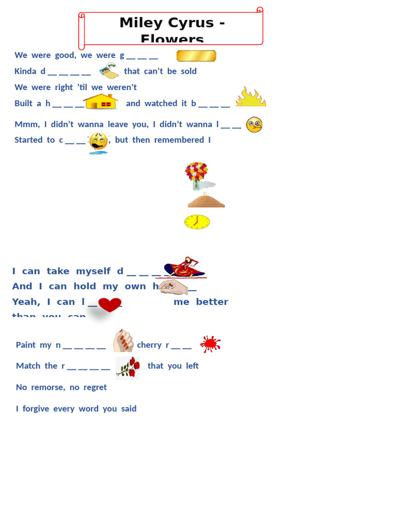Miley Cyrus "Flowers" Lyrics Guide | PDF