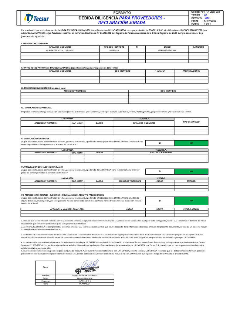 Ficha Proveedores Actualizada | PDF | Justicia | Crimen y violencia
