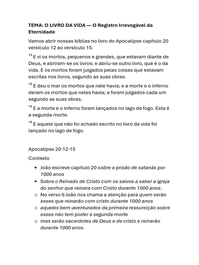 O Livro da Vida: Julgamento e Salvação | PDF | Jesus | Livro do Apocalipse