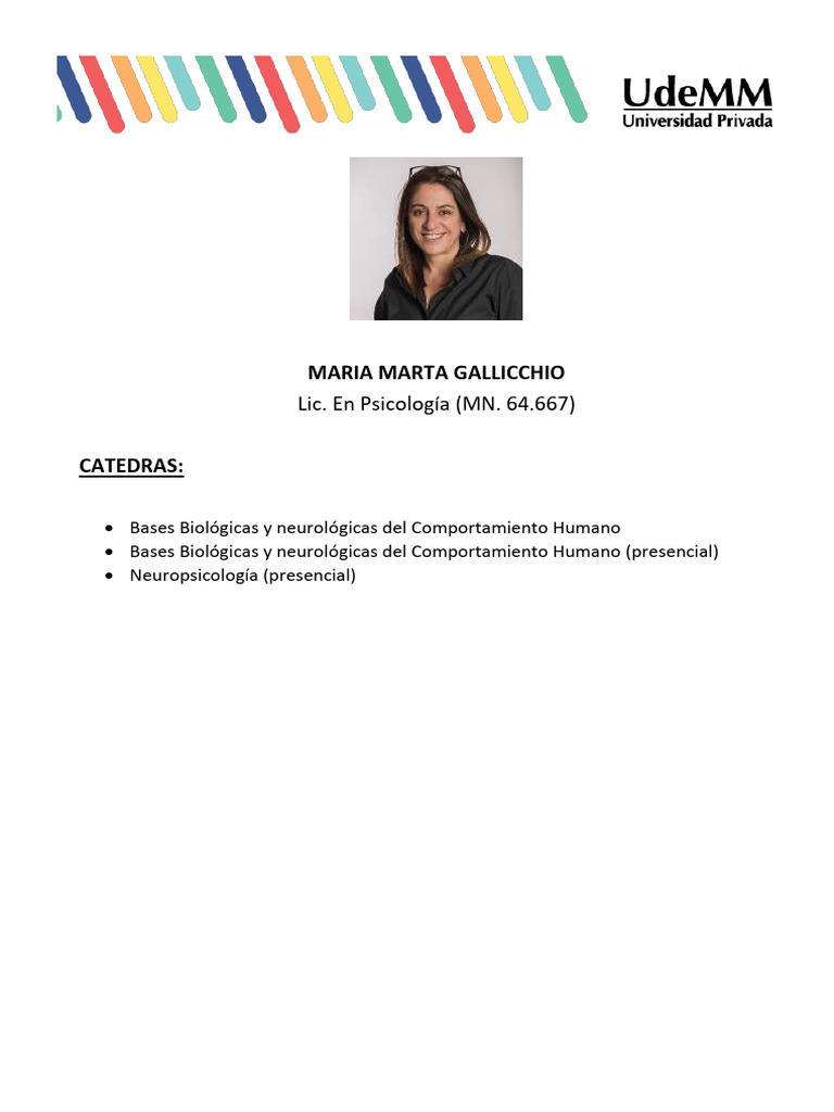 Lic. Maria Marta Gallichio. UDEMM. | PDF