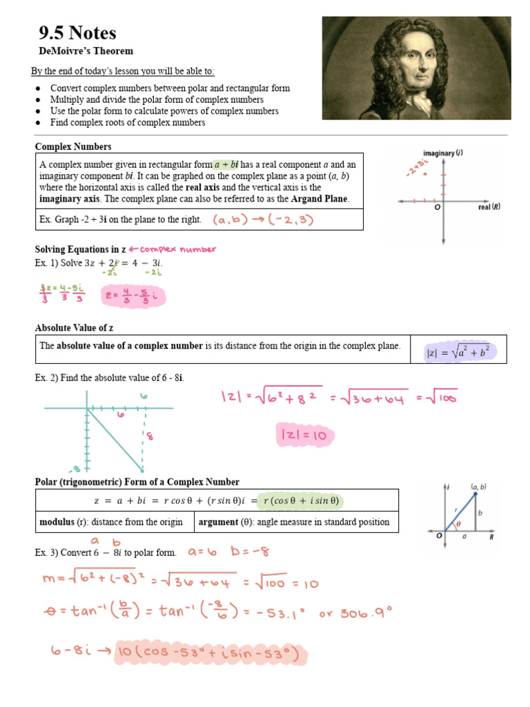 Precalc 9 5 Notes Google Docs 2 Pdf Complex Number Mathematical