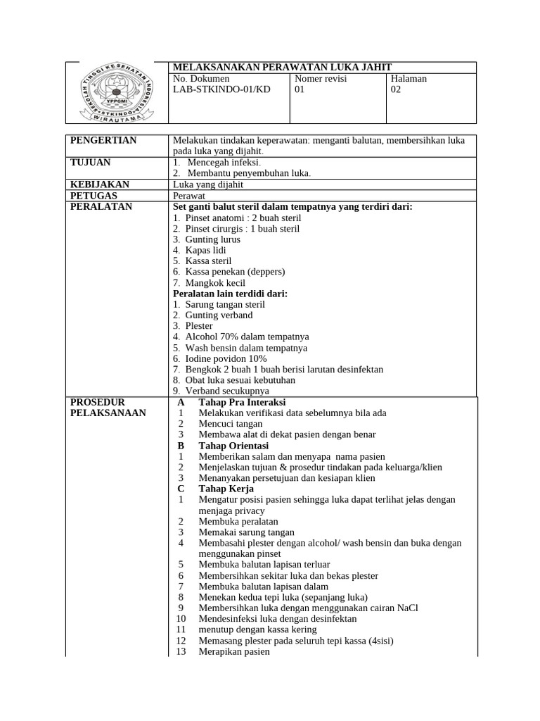 Perawatan dan Pengangkatan Luka Jahit | PDF