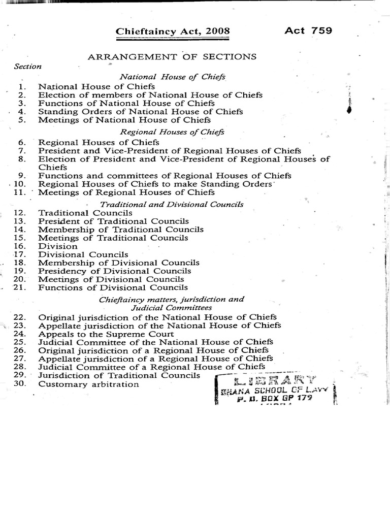 Chieftaincy Act of Ghana, 2008 | PDF | Jurisdiction | Judgment (Law)