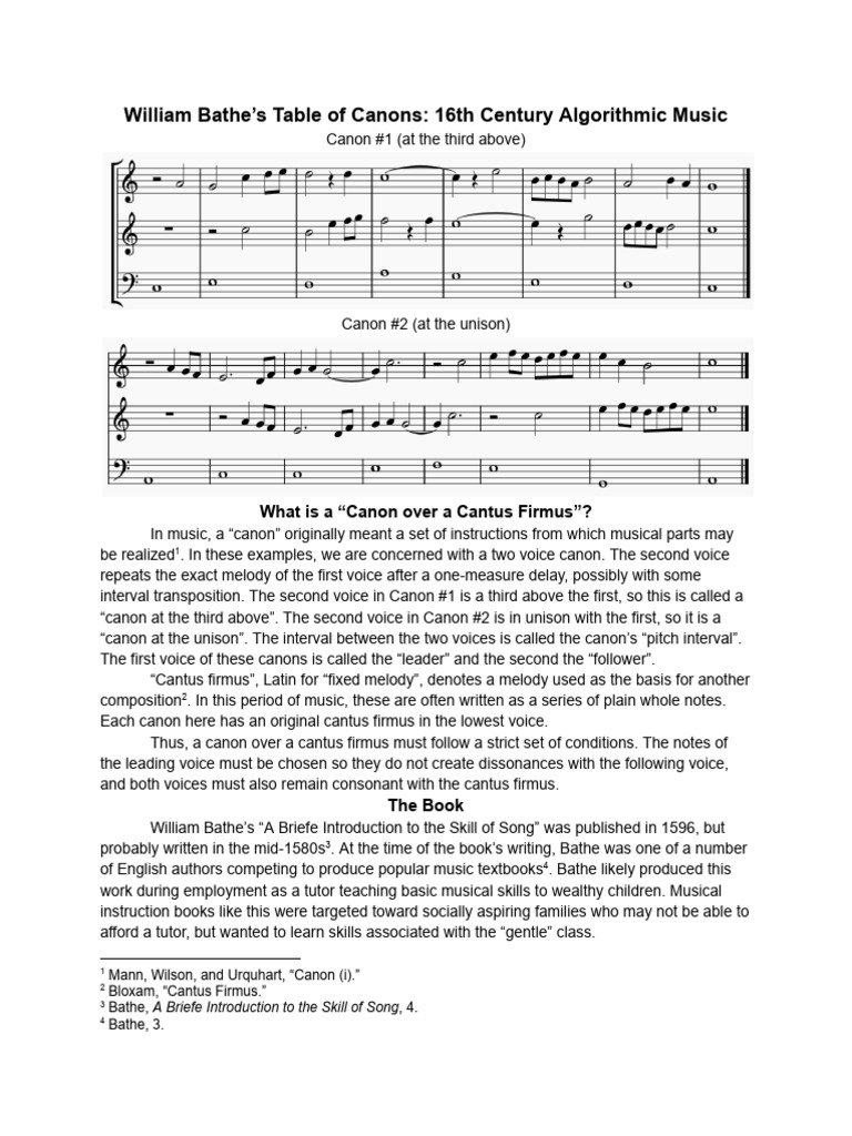 16th Century Canons: Bathe's Techniques | PDF | Interval (Music ...
