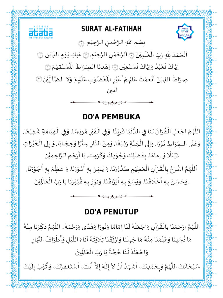 Doa Pembuka Dan Penutup Ataba | PDF