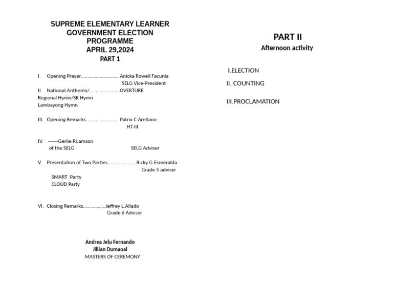 Supreme Elementary Learner Election 2024 | PDF
