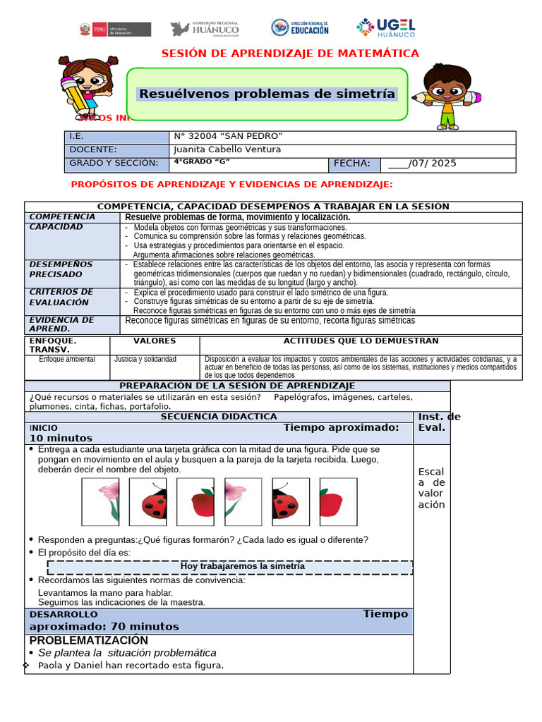 Sesión de Aprendizaje: Simetría en Matemáticas | PDF | Geometría | Simetría