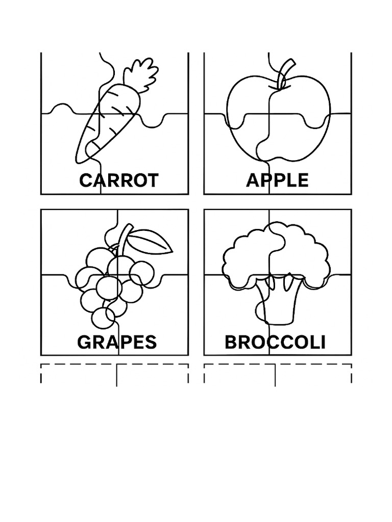 Puzzle Colorear Frutas Verduras ESP | PDF
