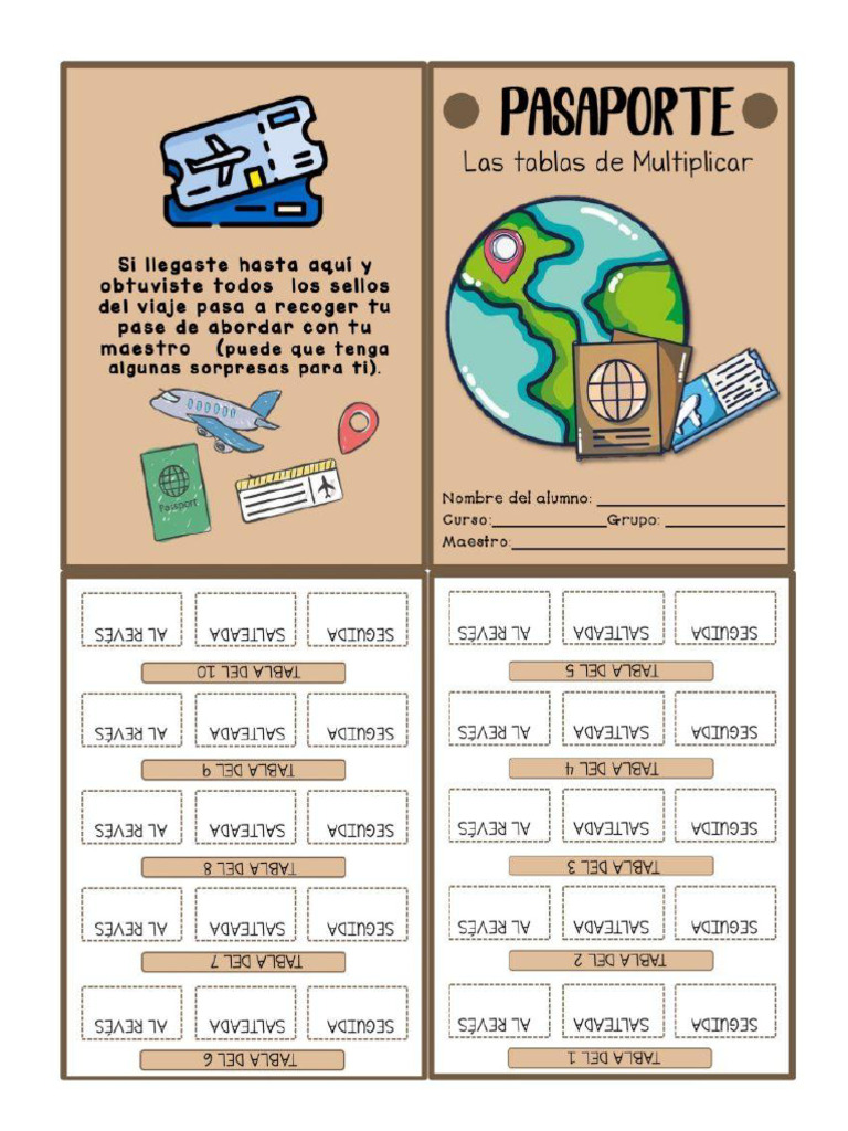 Pasaporte de Las Tablas de Multiplicar | PDF