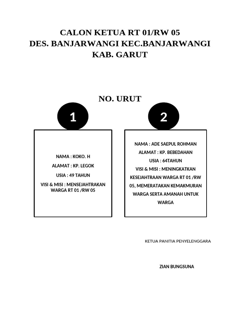 Slogan Calon Ketua RT 01/RW 05 | PDF