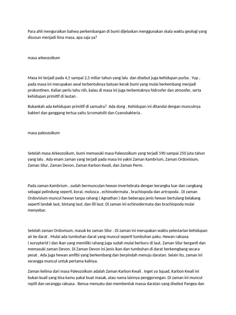 Skala Waktu Geologi: Lima Masa Bumi | PDF