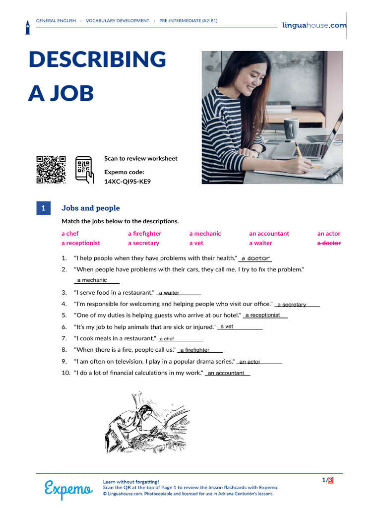 Describing Jobs: Vocabulary Guide | PDF | Chess Theory | Chess