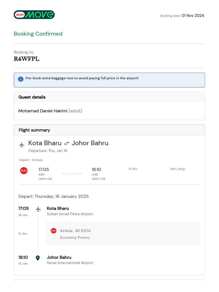 Tiket Flight Daniel | PDF