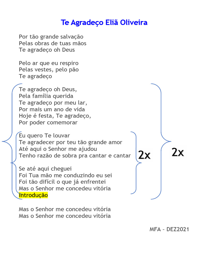 Te Agradeço - Eliã Oliveira | PDF