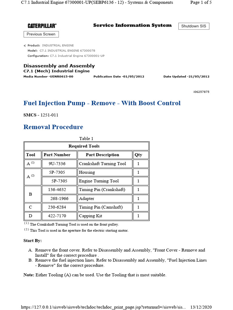 Fuel Injection Pump Removal Guide | PDF | Pump | Engines