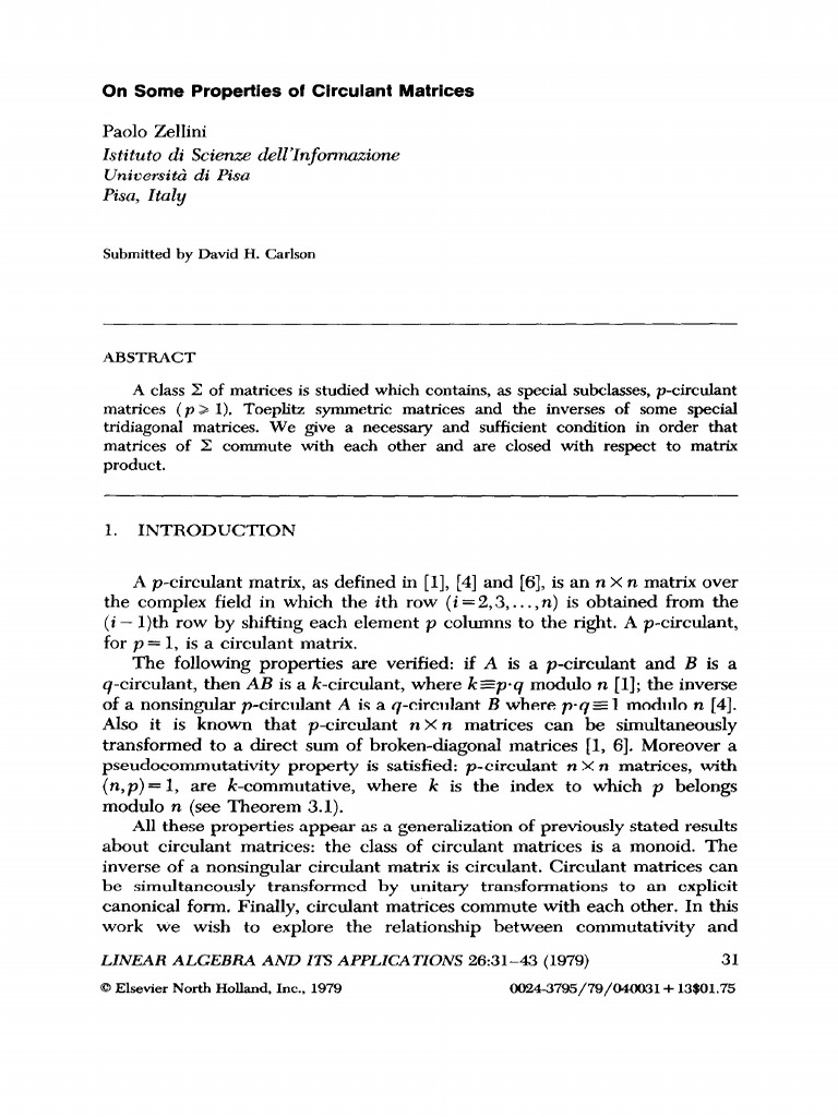 Circulant Matrices | PDF | Matrix (Mathematics) | Mathematical Concepts