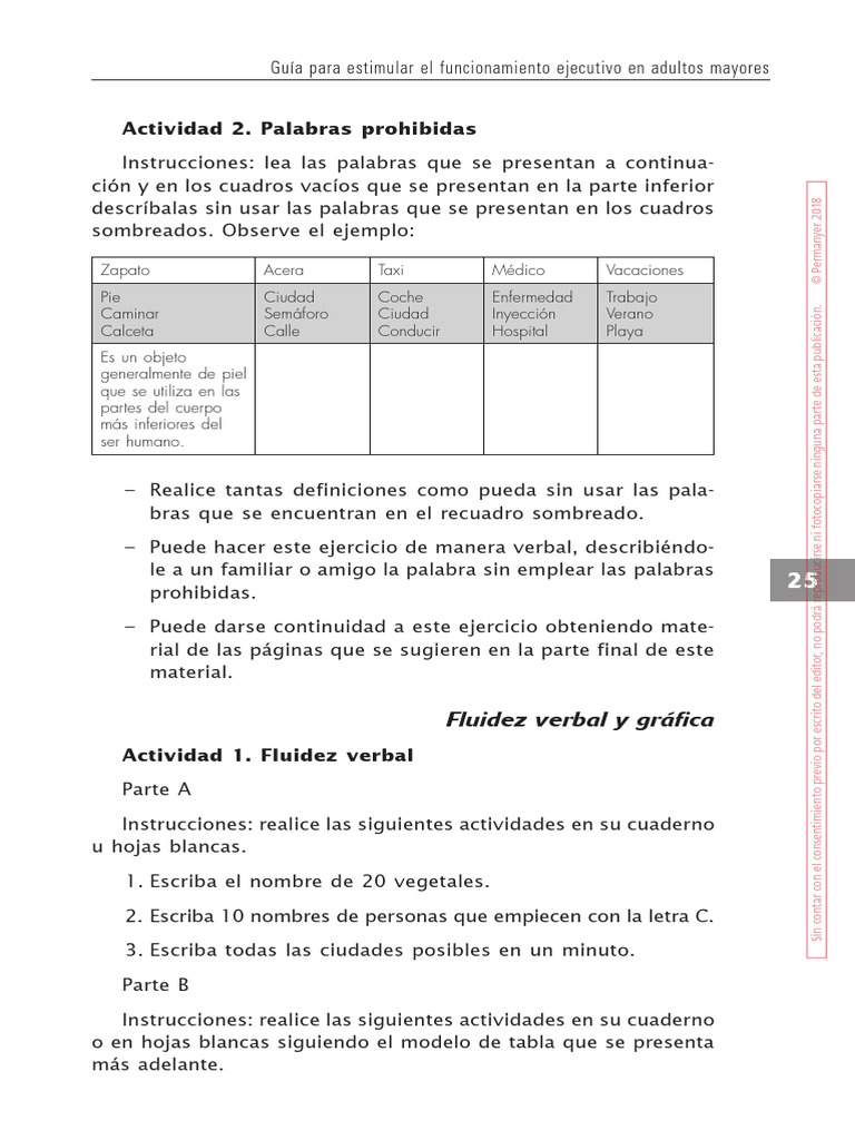 Ejercicios de fluidez verbal para adultos | PDF