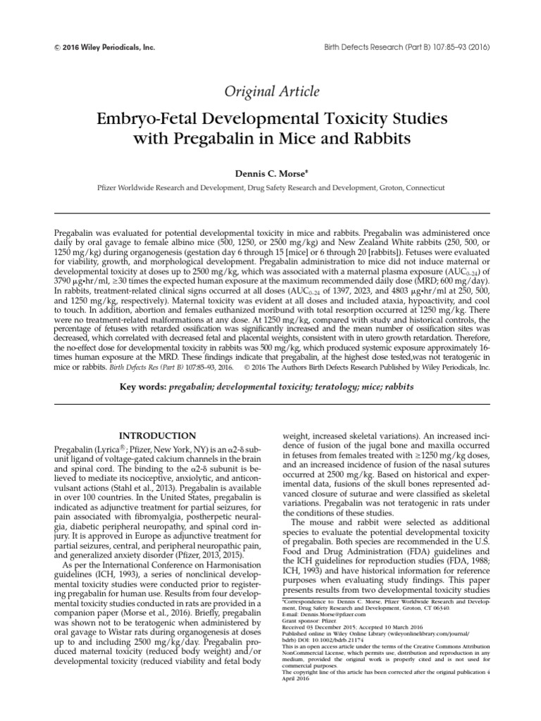 Embryo-Fetal Developmental Toxicity Studies | PDF | Medical Specialties