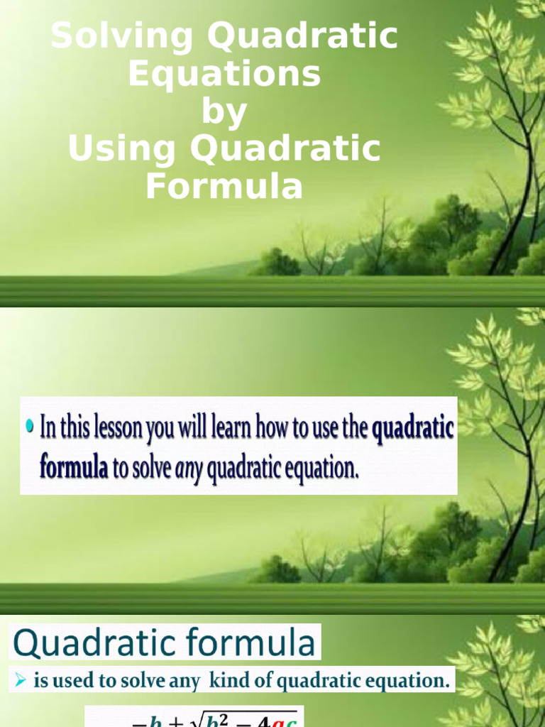Quadratic Formula | PDF