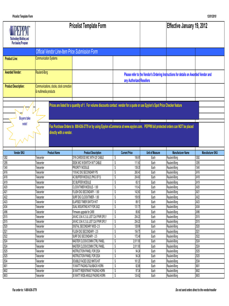 Rauland Telecenter ICS Pricelist | PDF | Microphone | Electronics
