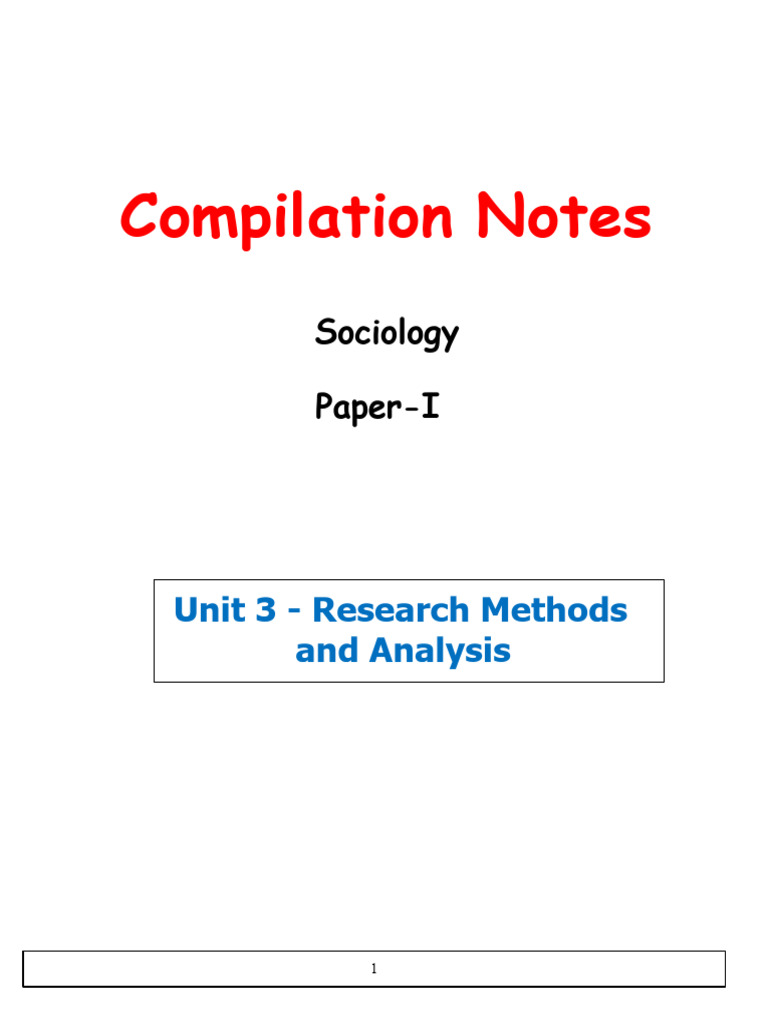 Compilation Notes (Research Methods and Analysis) Paper - 1, Unit - 03 ...