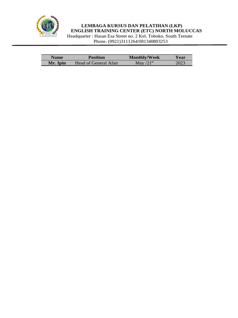 Weekly Report May Mr. Ipin 2023 (Revisi) | PDF