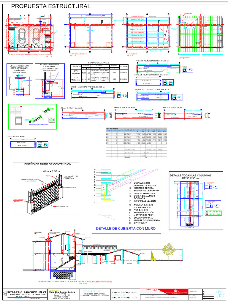 MARIA ELVIRA OCAMPO BEDOYA ESTRUCTURAL V2 12052025-PLANO 1 DE 2 Model | PDF