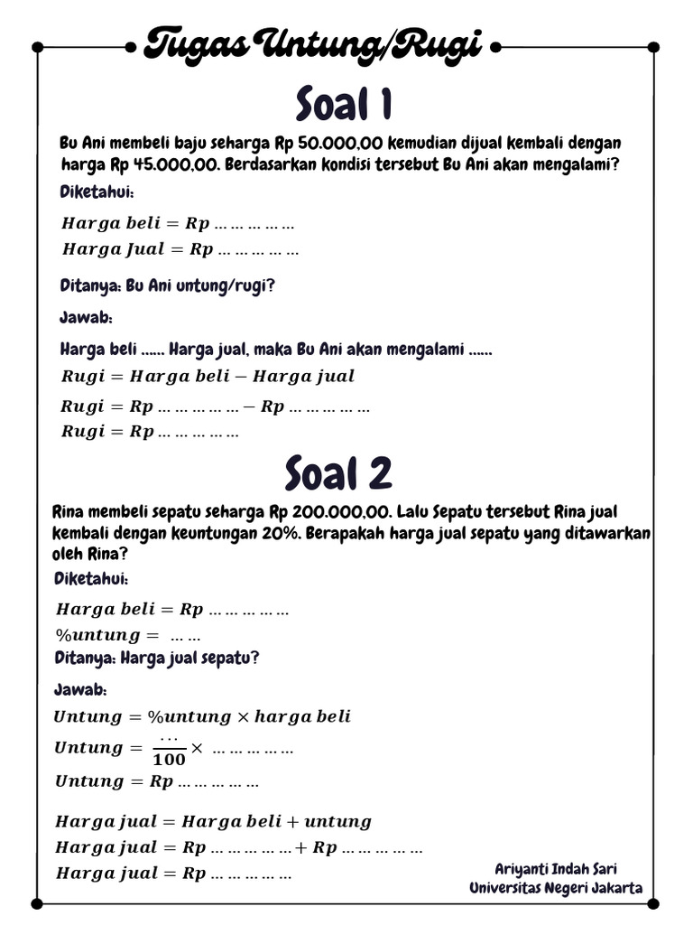Soal Untung dan Rugi Ekonomi | PDF