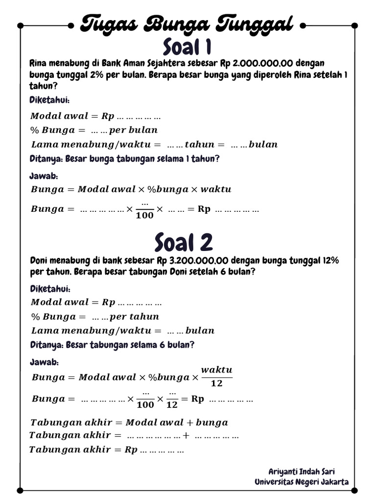Latihan Soal Bunga Tunggal | PDF