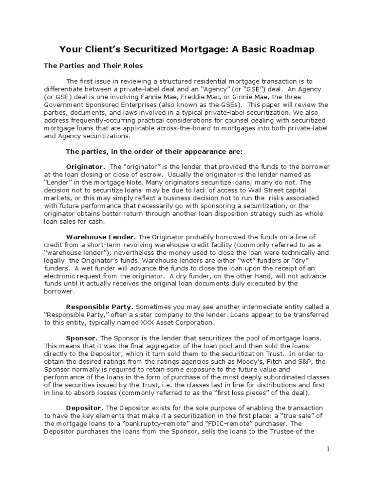 Mortgage Securitization Explained | PDF | Mortgage Law | Securitization