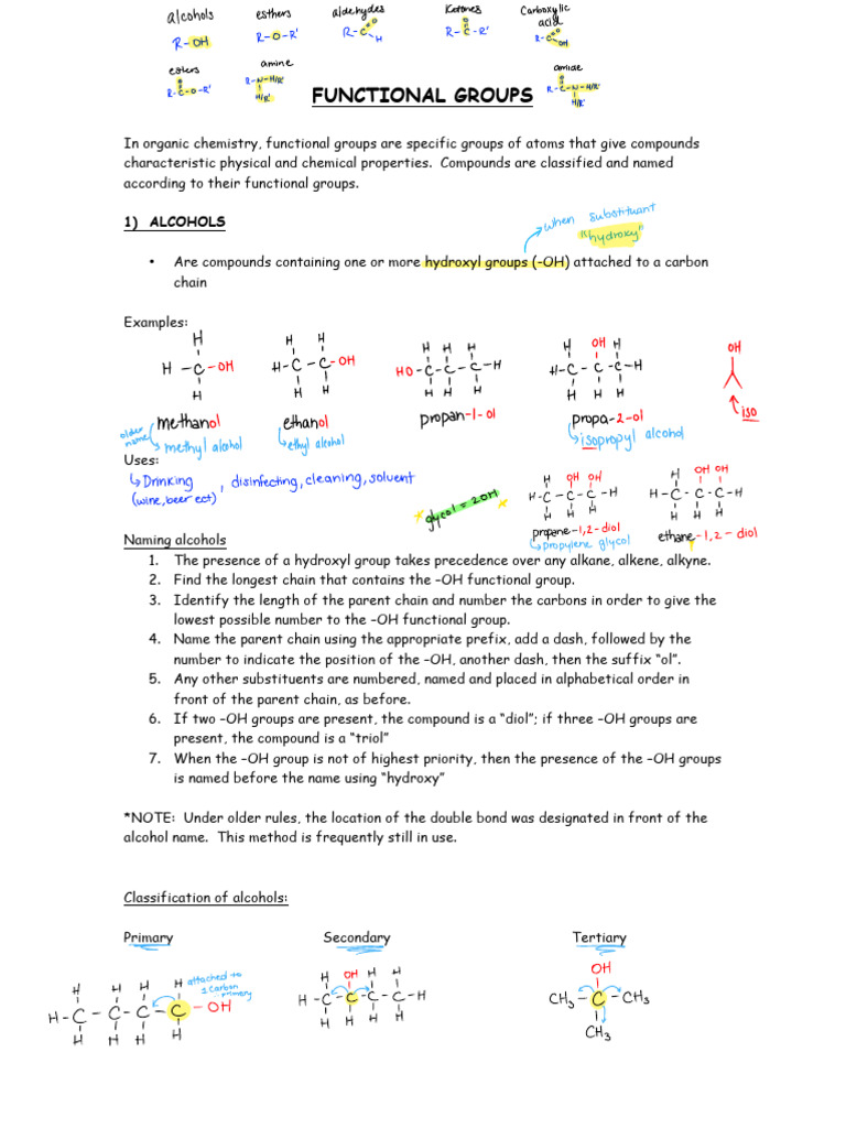 Grade 12 Organic Chemistry Notes - All Funcional Groups | PDF | Ester ...