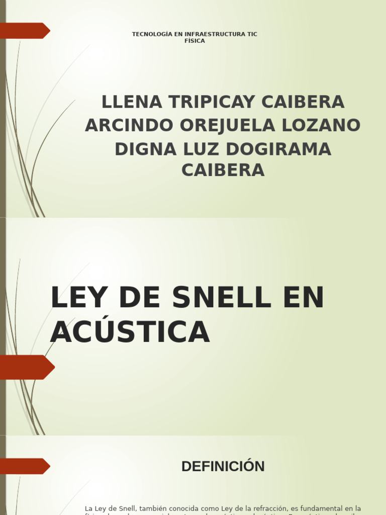 Ley de Snell: Refracción en Acústica y Electromagnetismo | PDF ...