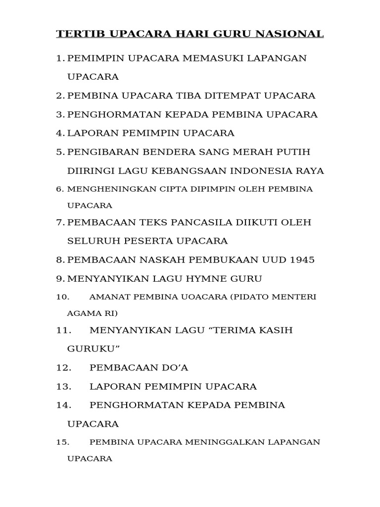 Tata Tertib Upacara Hari Guru Nasional | PDF